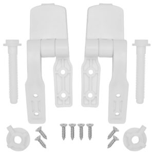 White Plastic Toilet Seat Hinge Replacement with Bolts Screw and Nuts