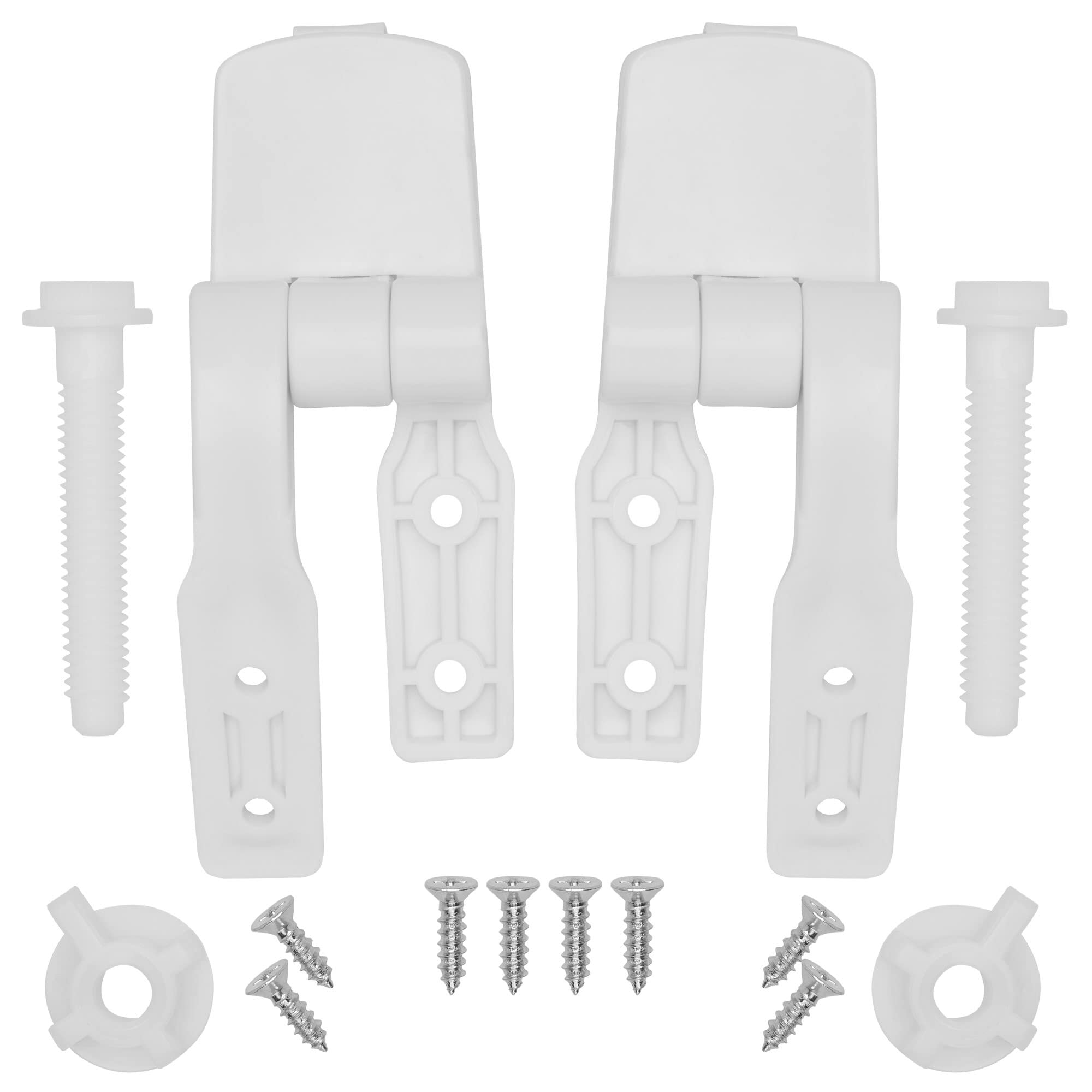 White Plastic Toilet Seat Hinge Replacement with Bolts Screw and Nuts