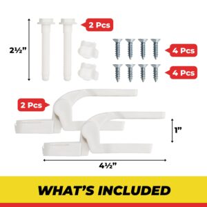 White Plastic Toilet Seat Hinge Replacement with Bolts Screw and Nuts