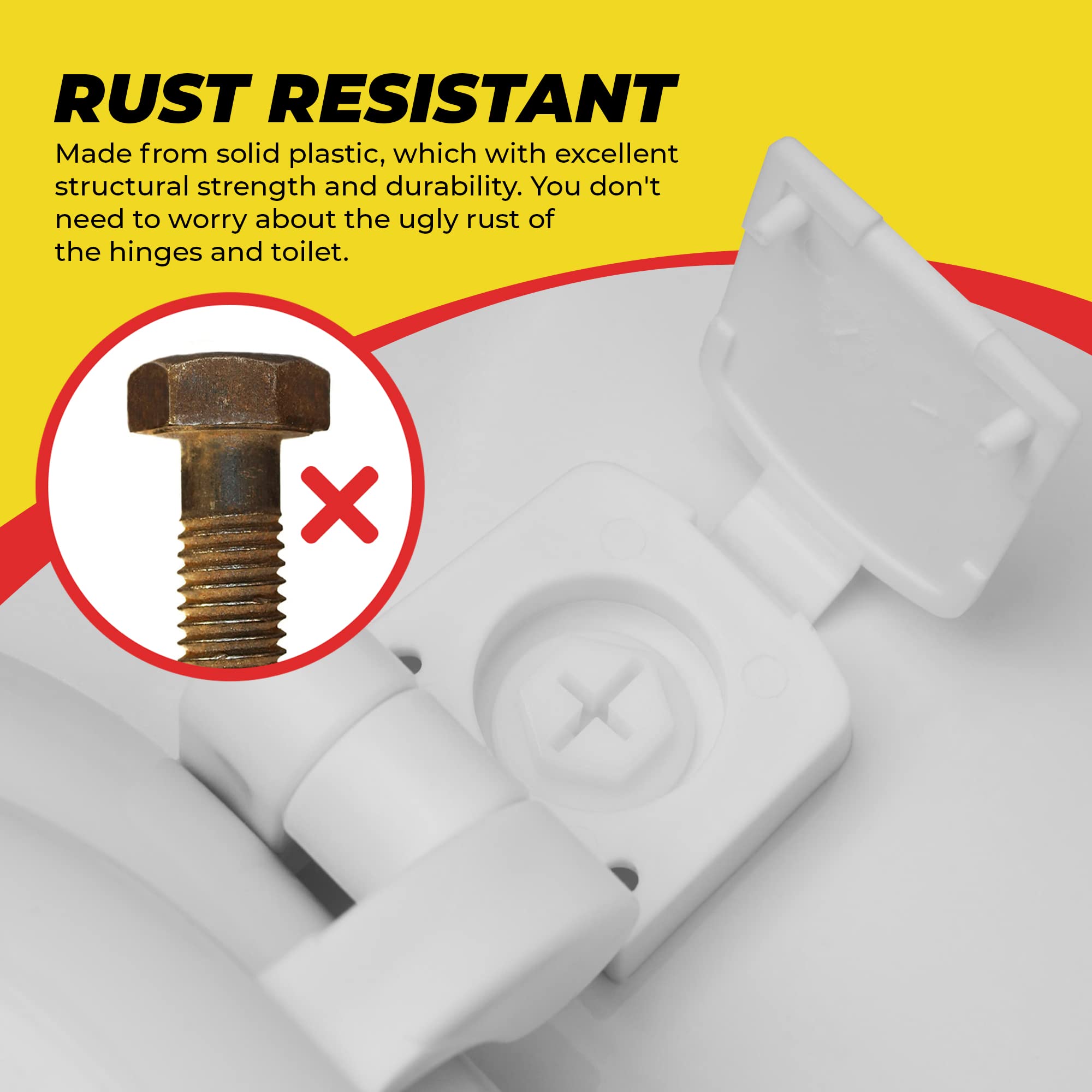 White Plastic Toilet Seat Hinge Replacement with Bolts Screw and Nuts