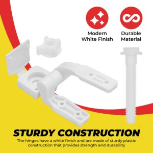 White Plastic Toilet Seat Hinge Replacement with Bolts Screw and Nuts