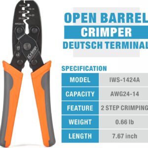 iCrimp Open Barrel Terminal Crimping Tool for Molex Style DELPHI AMP TYCO Deutsch Terminals Crimper, Molex Crimping Tool,24-14 AWG