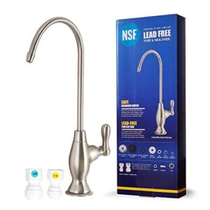 nsf certification lead-free water filtration reverse osmosis faucet (brushed nickel) advanced ro tap for drinking, kitchen sink cooking, cleaning | safe, healthier