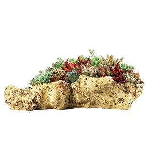 yanmilia artificial driftwood planter vintage cactus container resin flower pot trunk stump log like pot decorative succulent planter (not real wood)