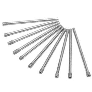 10 Pcs 1/8 inch Diamond Drill Bit Hollow Core Diamond Coated Glass Drilling 3mm Cylindrical Burr Kit Jewelry Beach Sea Glass Shells Gemstones Lapidary 3mm Compatible with Dremel (1/8")