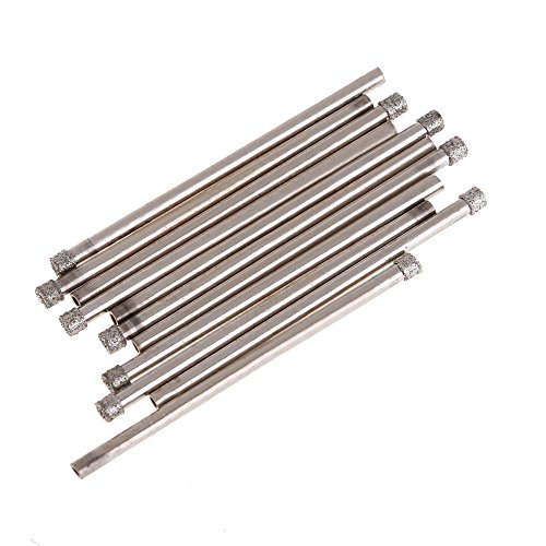 10 Pcs 1/8 inch Diamond Drill Bit Hollow Core Diamond Coated Glass Drilling 3mm Cylindrical Burr Kit Jewelry Beach Sea Glass Shells Gemstones Lapidary 3mm Compatible with Dremel (1/8")