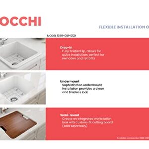 BOCCHI Sotto Dual-Mount Fireclay 18 in. Single Bowl Bar Sink with Protective Bottom Grid and Strainer in White