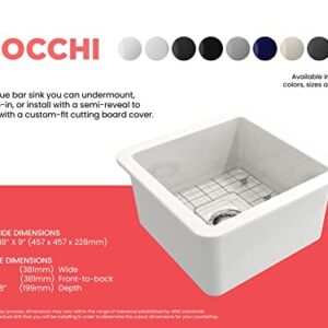 BOCCHI Sotto Dual-Mount Fireclay 18 in. Single Bowl Bar Sink with Protective Bottom Grid and Strainer in White