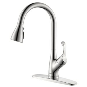 appaso pull down kitchen faucet with sprayer stainless steel brushed nickel - single handle commercial high arc pull out spray head kitchen sink faucets with deck plate, grifos de cocina