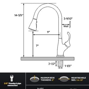 APPASO Pull Down Kitchen Faucet with Sprayer Stainless Steel Brushed Nickel - Single Handle Commercial High Arc Pull Out Spray Head Kitchen Sink Faucets with Deck Plate, Grifos De Cocina