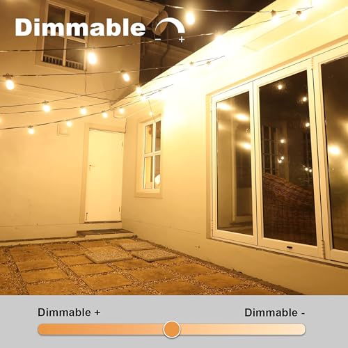 Banord Outdoor String Lights, 48FT Patio Lights Waterproof Outdoor Lights with 2W Dimmable LED Bulbs, Black Hanging Lights for Outdoor Backyard, Garden, Deck, Porch, Gazebo, Balcony, Camping, Party