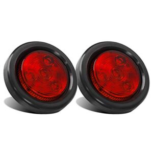 partsam 2pcs red led light trailer 2" round w/plug & grommet kits marker 4 led, flush mount red 2 inch round led trailer lights, sealed 2 inch round led marker lights red rv trucks