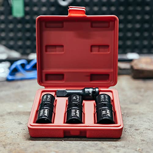 ABN Double Side Socket 4-Piece Impact Lug Nut Socket Set - 1/2 inch Drive Flip Sockets Thin Wall Tire Sockets