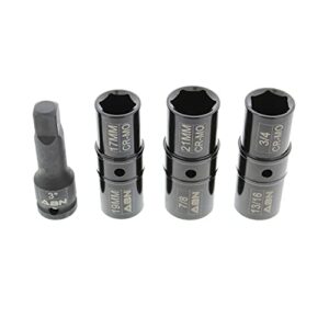 ABN Double Side Socket 4-Piece Impact Lug Nut Socket Set - 1/2 inch Drive Flip Sockets Thin Wall Tire Sockets