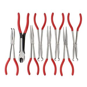 ABN 11in Plier 8-Piece Set – Long Reach Circle, Power Diagonal Cutting, S-Shape, Angled, and Straight Nose Pliers