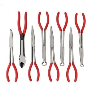 ABN 11in Plier 8-Piece Set – Long Reach Circle, Power Diagonal Cutting, S-Shape, Angled, and Straight Nose Pliers