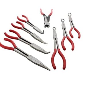 ABN 11in Plier 8-Piece Set – Long Reach Circle, Power Diagonal Cutting, S-Shape, Angled, and Straight Nose Pliers