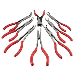 ABN 11in Plier 8-Piece Set – Long Reach Circle, Power Diagonal Cutting, S-Shape, Angled, and Straight Nose Pliers