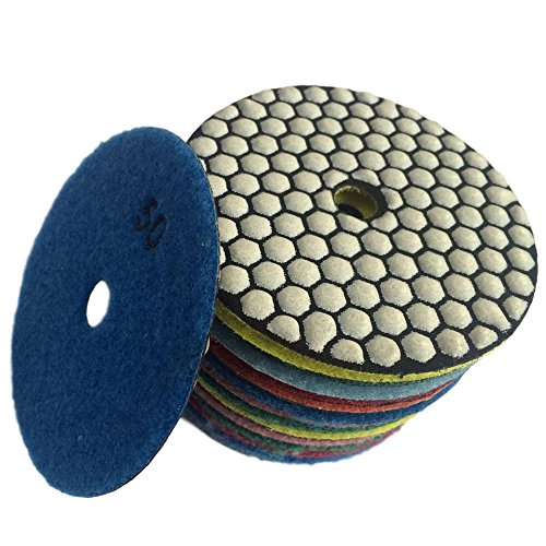 Easy Light 4 Inch Diamond Dry Polishing Pads for Granite Marble Polish (8 Pcs Set, Grit 50-3000 Buff)