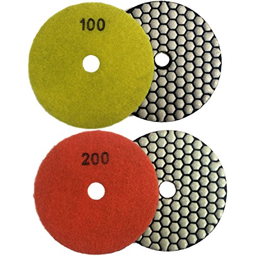 Easy Light 4 Inch Diamond Dry Polishing Pads for Granite Marble Polish (8 Pcs Set, Grit 50-3000 Buff)