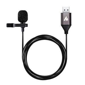 maono usb lavalier microphone, 192khz/24bit plug & play omnidirectional lapel shirt collar clip on mic for pc, computer, mac, laptop, youtube, skype, recording, podcasting, gaming, au-ul10