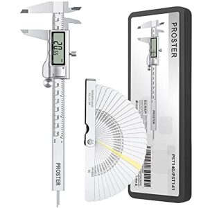 proster digital vernier caliper 6inch/150mm + 32 feeler gauges dial calipers electronic caliper fractions/inch/metric calipers measuring tool for length width depth inner/outer diameter