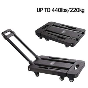 Boshen 440lb 18.50"x11.81"x3.54" Heavy Duty Luggage Cart Dolly Folding Platform Moving Warehouse Push Hand Truck