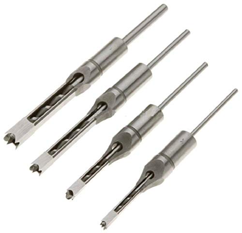 Driak 4-Piece 1/4-to-1/2-Inch HSS Woodworking Tools Auger Bit Square Hole Drill Bit Countersink Drill Bit Hole Saw Kit Wood Chisel Set Wood Drill Bit Set Used for Woodworking Aspects