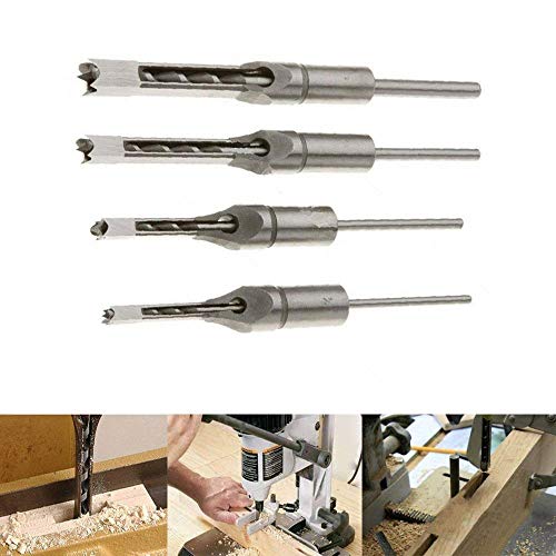 Driak 4-Piece 1/4-to-1/2-Inch HSS Woodworking Tools Auger Bit Square Hole Drill Bit Countersink Drill Bit Hole Saw Kit Wood Chisel Set Wood Drill Bit Set Used for Woodworking Aspects