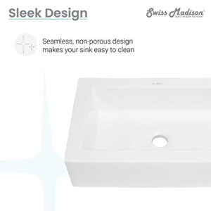 Swiss Madison SM-VS282 Voltaire Wide Rectangle Vessel Sink, Glossy White