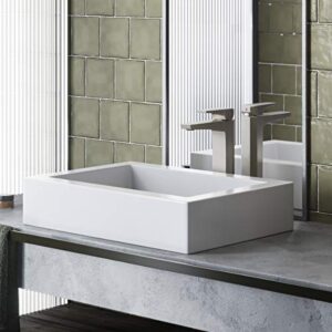 Swiss Madison SM-VS282 Voltaire Wide Rectangle Vessel Sink, Glossy White