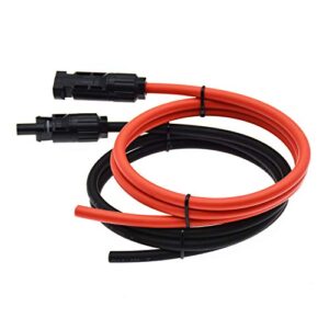 1 Pair Black + Red 10AWG(6mm²) Solar Connector Solar Adaptor Cable Solar Panel Extension Cable Wire Solar Connector Solar Extension Cable with Female and Male Connectors (3 FT)