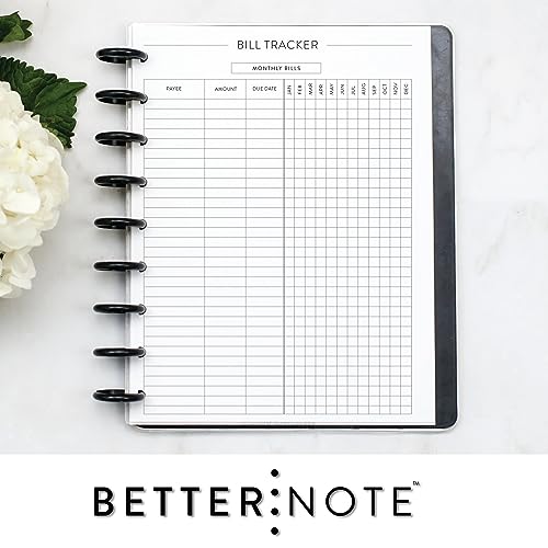 BetterNote Finance Refill Forms for Disc Notebooks, Fits Levenger Circa, Happy Planner, Staples Arc, TUL, Discbound (Bill Tracker, 11-Disc, 8.5"x11")