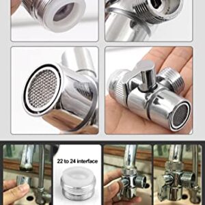 Polished Chrome Brass Sink Valve Diverter Faucet Splitter for Kitchen,Handheld Showerhead or Bathroom Sink Faucet Replacement Part Faucet to Hose Adapter Splitter Part M22 X M24