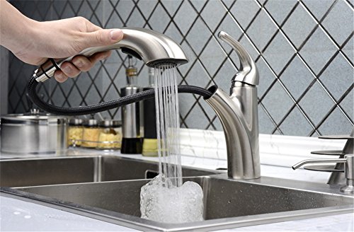 Weirun Bathroom Kitchen Sink Pull Down Faucet Pull-Out Spray Head Tap Sprayer Nozzle Replacement Part, Brushed Nickel