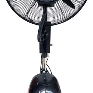 Cool-Off Island Breeze Oscillating Misting Fan, 3 Cooling Speeds with 12 Gallon Tank, Adjustable Height, Art Deco Pedestal Fan for Backyards, Patios and More, 26 Inch, Black