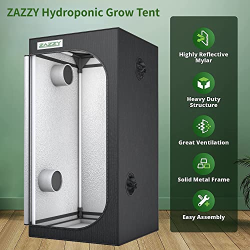 Zazzy Grow Tent, 48"x48"x78" Growing Tents for Indoor Plant 600D Mylar Hydroponic Grow Tent High Reflective Growing Tent Room for Indoor Plant Fruit Flower Veg