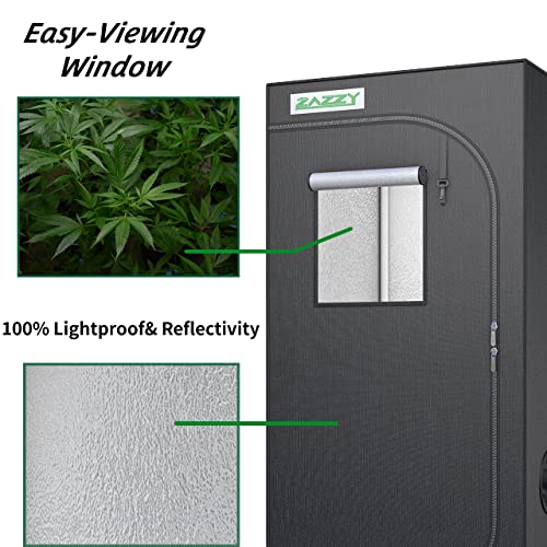 Zazzy Grow Tent, 48"x48"x78" Growing Tents for Indoor Plant 600D Mylar Hydroponic Grow Tent High Reflective Growing Tent Room for Indoor Plant Fruit Flower Veg