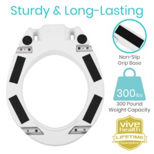 Vive Toilet Seat Risers for Seniors (Raised with Handles) Grab Bar Seat for Seniors - Options for Elongated & Standard Bowls - Elderly Handicap Medical Hip Replacement Surgery Lift, Easy Clean, White