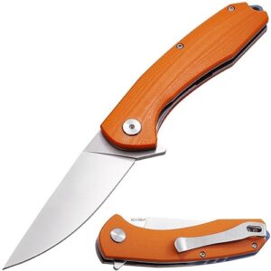 Folding Knife - Pocket Flipper Knofe - Classic Utility Sharp Knives - 5Cr15MoV Stainless Steel Blade with G-10 Handle Metal Clip - Best for Urban Camping and Hiking - Gifts for Men S-35