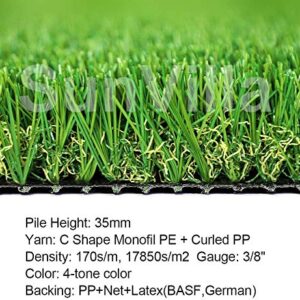 SunVilla SV7'X13' Realistic Indoor/Outdoor Artificial Grass/Turf 7 FT X 13 FT (91 Square FT)