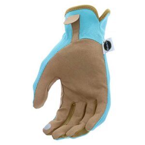 Miracle-Gro MG86202 Synthetic Leather Palm Gloves – [Blue/Tan, Small/Medium], Touchscreen Compatible