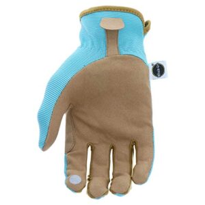 Miracle-Gro MG86202 Synthetic Leather Palm Gloves – [Blue/Tan, Small/Medium], Touchscreen Compatible