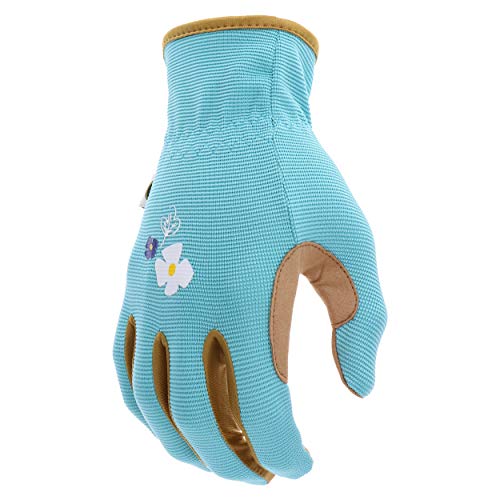 Miracle-Gro MG86202 Synthetic Leather Palm Gloves – [Blue/Tan, Small/Medium], Touchscreen Compatible