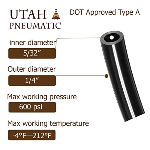 Utah Pneumatic 1/4 Dot Air Line 0.25" Od 32.8 Feet 10 Meters Saej844 Nylon 1/4 Hose Dot Approved For Air Tubing Air Brake System Or Fluid Transfer 1/4" Air Hose (1/4 Air Line)