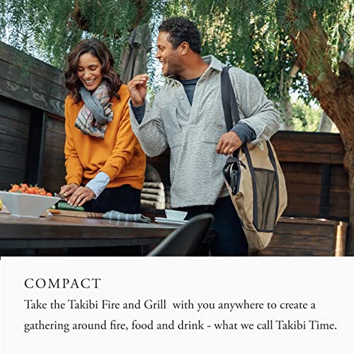 Snow Peak Takibi Fire & Grill - Foldable Fire & Grill - Perfect for Backyards, Camping Trips & More - Cooking Accessory for Patios or Backyards