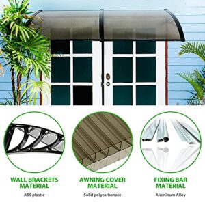 40 inch x 80 inch Window Awning Door Canopy Polycarbonate Cover Outdoor Front Door Patio Sun Shetter (Brown 1pcs)