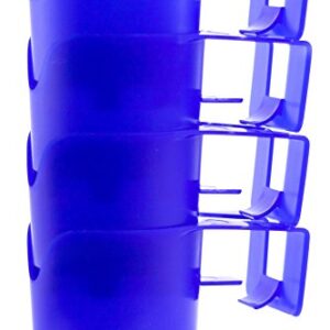 Storage Theory Plastic Cup Holder Set for Above Ground Swimming Pool - 4 Cup Holders for Drinks, Cups and Accessories - Fits 2” or Less Round Bar Top Rails - Blue