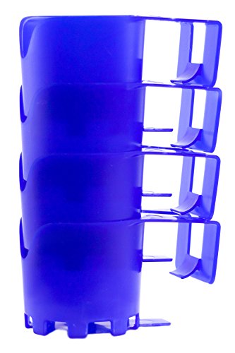 Storage Theory Plastic Cup Holder Set for Above Ground Swimming Pool - 4 Cup Holders for Drinks, Cups and Accessories - Fits 2” or Less Round Bar Top Rails - Blue