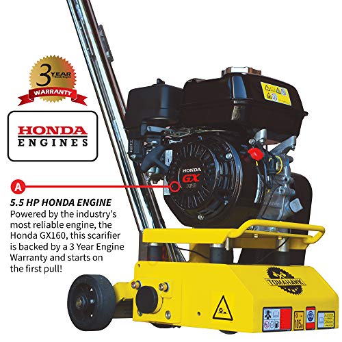 Tomahawk 8” Concrete Scarifier Road Planer Asphalt Grinder with 5.5 HP Honda Gas Engine & Drum